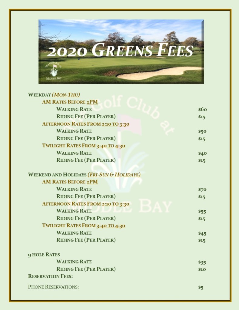 Greens Fees & Policies - The Golf Club at Middle Bay