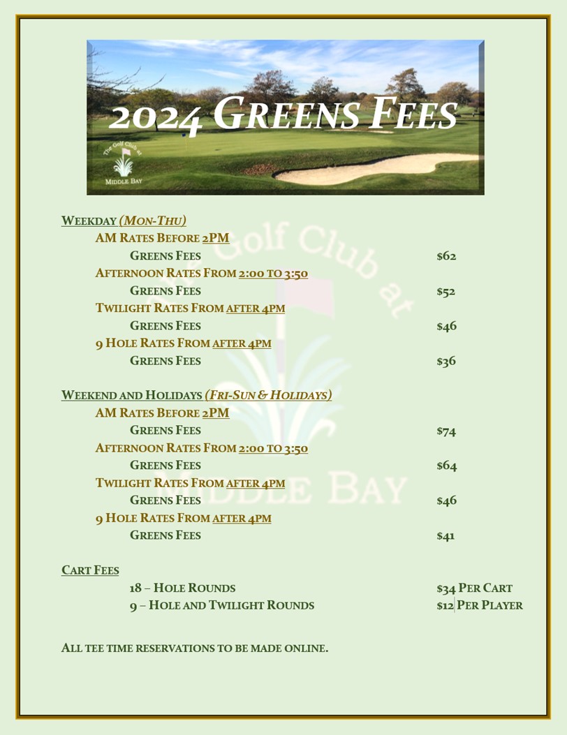 Greens Fees & Policies - The Golf Club at Middle Bay
